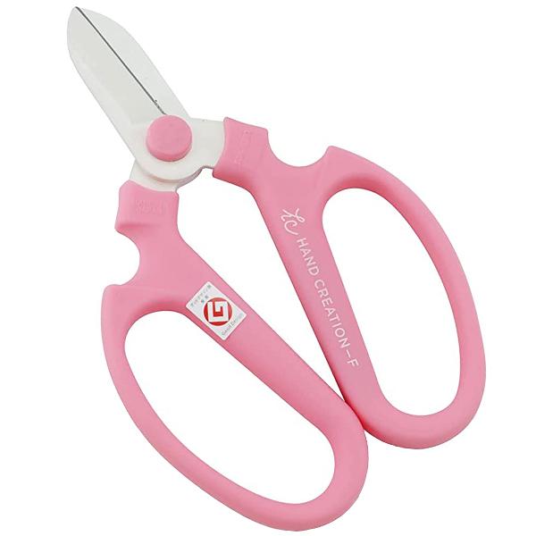 【在庫品】【メール便】[鋏 花鋏]※ご注意・使用後は刃部の汚れをきれいにふき取り油を塗って、湿気のない所に大切に保管して下さい。坂源 ハンドクリエーション F-170 ピンク 4900686103520軽くてよく切れる生花園芸ハサミです。フ...