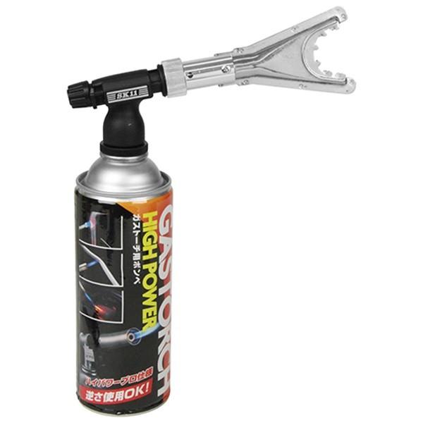 【取寄品】[トーチ ガストーチ]SK11 ガストーチ スーパーリング ST450SRボンベツキ 4977292241410管材を包み込む本格管工事用のガストーチです。管材の半田付け、ロウ付け。■特長・炎はリング炎でパイプを効率よく加熱する為...