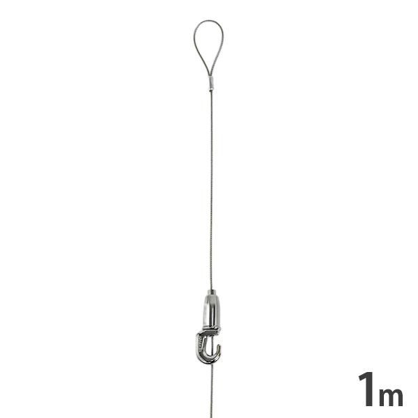 【取寄品】【メール便】[ピクチャーレール ワイヤー 絵画]カンタン高さ調節のフック付ワイヤー。●材質：フック/亜鉛ダイカスト・真鍮、ワイヤー/ステンレス。●ワイヤー径：1mm。●安全荷重：10kg。※注意ワイヤーがワイヤーフックに十分挿入さ...