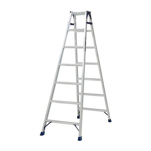 【直送品】【代引不可】【法人限定】[脚立 はしご兼用脚立 7尺]踏ざん55mmと幅広く、昇降しやすく作業性に優れています。■仕様最大使用質量：100kg商品サイズ：天板高さ1.98mはしごの長さ：4.18m設置寸法：昇降面684mm×奥行1...