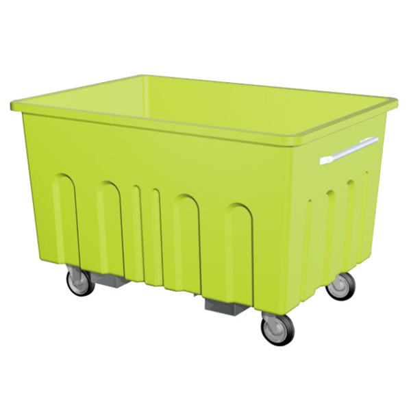 【直送品】【代引不可】【一部地域配送不可】【法人限定】【車上渡し】[台車 カート]柔軟なポリエチレン製反転フォークリフト対応■仕様寸法:幅1380×奥行970×高さ948mm容量:約800L（45Lゴミ袋 18個相当）色:ライトグリーン素材...