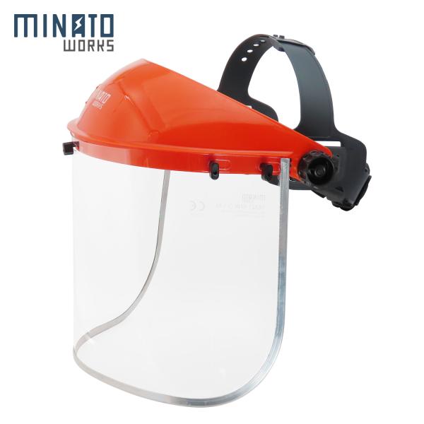 【在庫品】[フェイスガード 防災面 草刈り機 刈払機 芝刈り 保護面 保護具]クリアな視界でしっかり保護。調整ノブやベルトでお好みのサイズに簡単にフィットさせることができます。