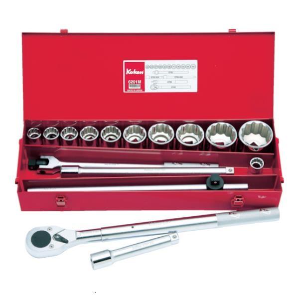 【直送品】【代引不可】■特長・大型の機械整備に最適なソケットレンチセットです。■仕様・差込角(mm):19.0・ソケット内容(mm):6405M-22、24、27、30、32、36、41、46、50、55、60・ハンドル内容:ラチェットハン...