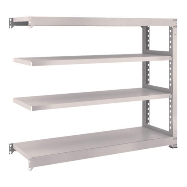 【直送品】【代引不可】■特長・ボルトを1本も使用していないボルトレス構造で、分解・組み立て作業が簡単で、作業時間を大幅に短縮できます。・棚の段変更が、50mmピッチで、自由に調整、変更ができます。・高さ、奥行が同じであれば、増結することがで...