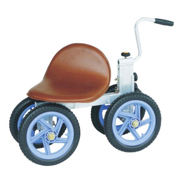 【直送品】【代引不可】■特長・アルミ製の乗用作業車です。・12インチノーパンクタイヤを使用してるため、走行がスムーズで腰への負担が軽減されます。・イス回転式の座面が少し高めのハイタイプです。■仕様・幅(mm):340・奥行(mm):700・...