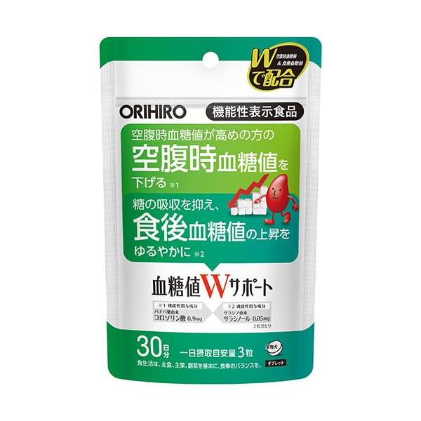 「商品情報」商品の説明商品説明本品は、『空腹時血糖値』『食後血糖値』の2つをサポートする機能性表示食品です。バナバ葉由来コロソリン酸による空腹時血糖値が高めの方の空腹時血糖値を下げる機能と、サラシア由来サラシノールによる糖の吸収を抑えて食後...