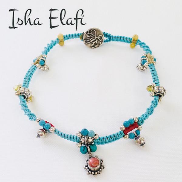 【商品名】【イーシャ・エラフィ/Isha Elafi】インカローズアンクレット【素　材】インカローズ、ルチルクオーツ、ターコイズ、シルバーパーツ、他【サイズ】内径260ミリ×幅25ミリ【メーカー】isha elafi Nomadic Kno...