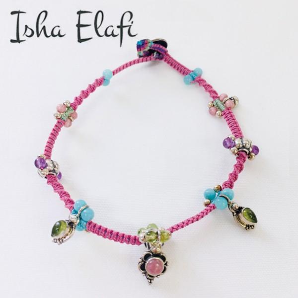 【商品名】【イーシャ・エラフィ/Isha Elafi】インカローズアンクレット【素　材】インカローズ、ペリドット、アクアマリン、アメジスト、シルバーパーツ、他【サイズ】内径240ミリ×幅27ミリ【メーカー】isha elafi Nomadi...