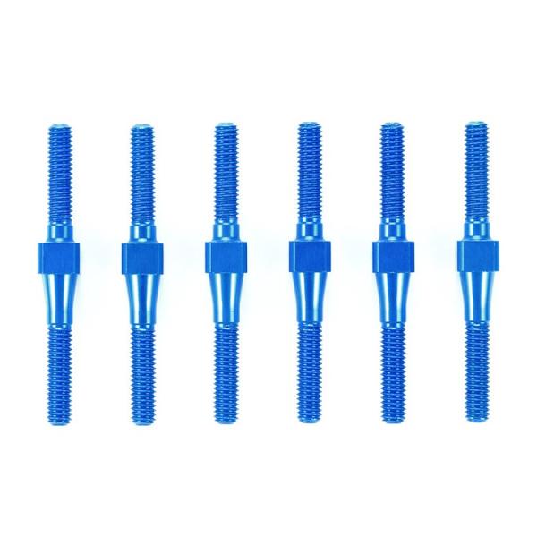 【 RCカーの性能アップやセッティングに役立つパーツです 】 標準装備のスチール製ネジ部品(M23)に換えて使用します。精度が高く軽量なアルミ製。しかも、左右が逆ネジのターンバックル仕様なので、アジャスターからシャフトを外すことなく、中央の...