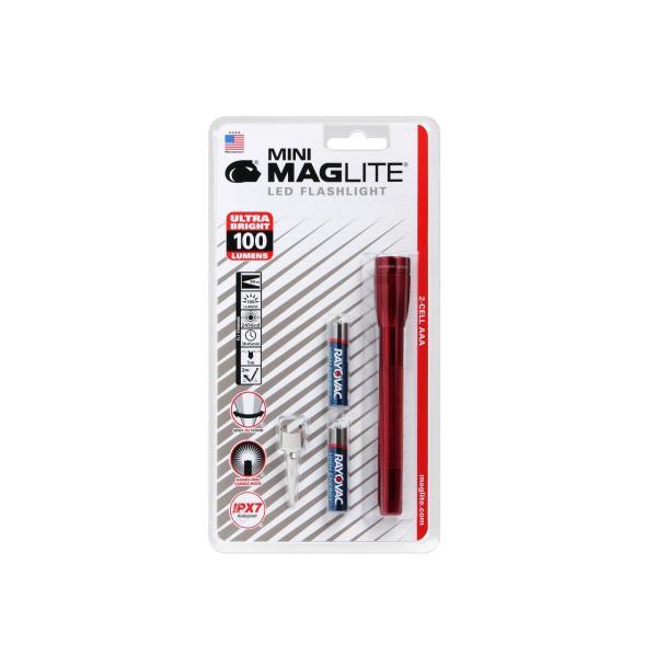 商品仕様カラー：レッド電源：単4形アルカリ乾電池×2本 (電池付属)サイズ(約)：長さ127mm質量(約)：28g(電池別)連続点灯時間(約)：3時間45分光束(約)：100lm付属品：お試し用単4形乾電池×2本
