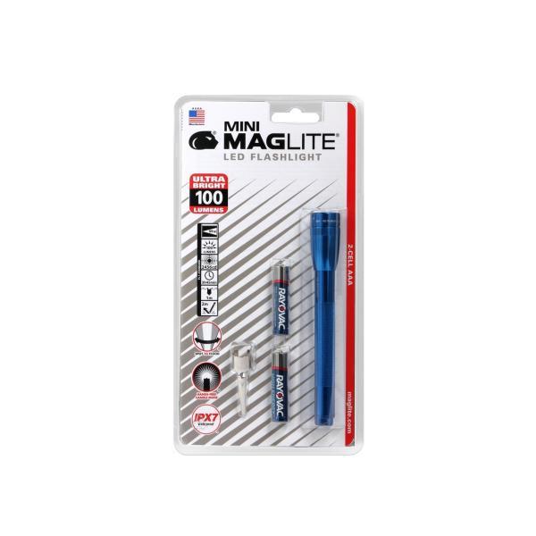 商品仕様カラー：ブルー電源：単4形アルカリ乾電池×2本 (電池付属)サイズ(約)：長さ127mm質量(約)：28g(電池別)連続点灯時間(約)：3時間45分光束(約)：100lm付属品：お試し用単4形乾電池×2本