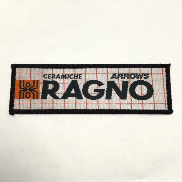 4.9cm×15.4cm古いもので、写真のものが現品です。裏に糊はついていません。F1 Formula one CERAMICHE RAGNO ARROWS Racing Vintage Wappen Patch