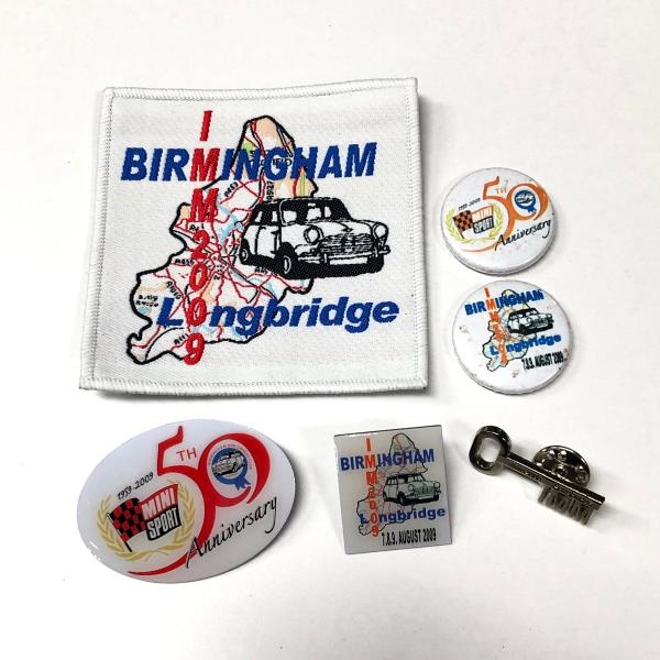 InternationalMiniMeeting2009年記念品BIRMINGHAM LongbridgeClassic Mini Cooper 50th Anniversary Car Wappen Patch Pins Setワッペン：...