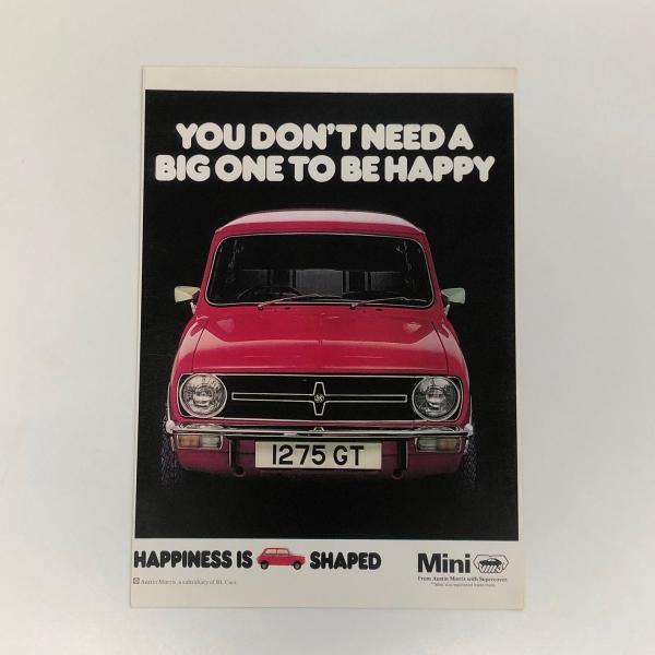クラシックミニ1275GTのポスターです。42cm×29.6cm写真のものが現品です。Classic Mini 1275 GT Vintage Car Poster
