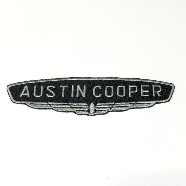 ローバーミニのAUSTIN COOPER MK1のボンネット中央についたバッジ風のワッペンです。3.2cm×13.3cm裏に糊がついていますClassic Mini Cooper Front Bonnet Emblem Badge Car ...