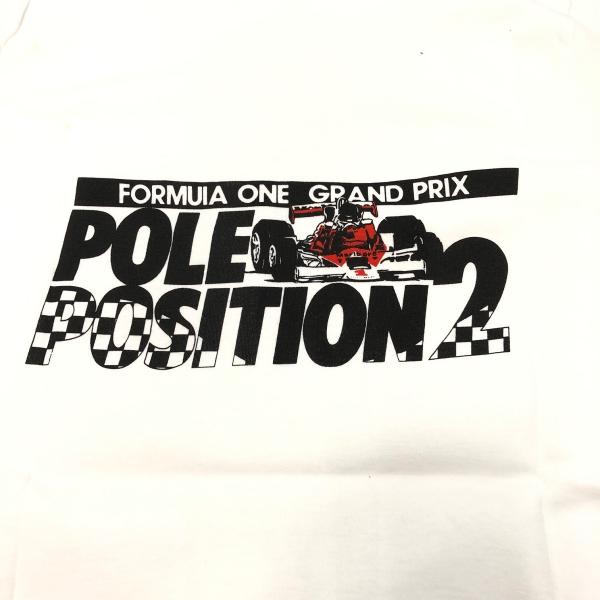 キッズサイズFORMULA ONE GRAND PRIXPOLE POSITION 2Car T-shirt Print Vintage Retro Race Rally Festival in Japan（平置き採寸）着丈：約65cm肩幅...