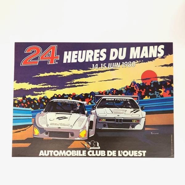 ルマン　1980年　クラシックポスター38cm×52.7cm写真のものが現品です。Antique Vintage Car Race Poster