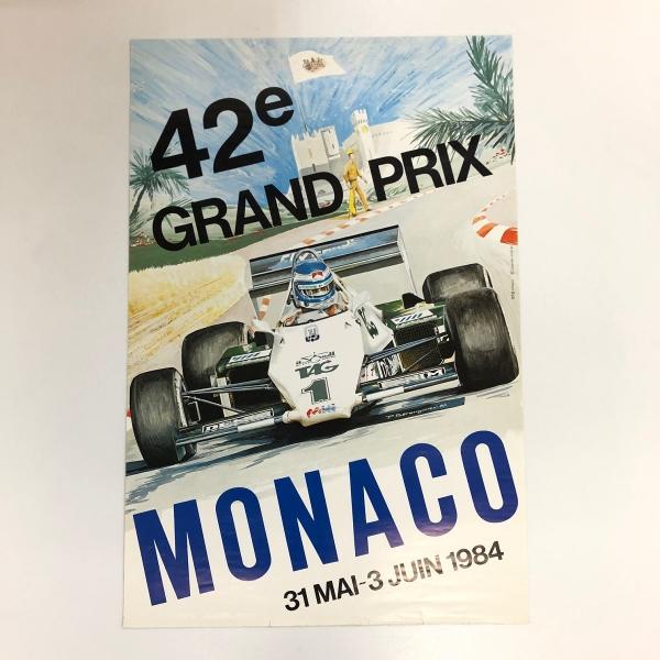 第42回　モナコグランプリ40cm×60cm写真のものが現品です。下部に破れ有り。経年劣化があります。古いもので、全体的に、黒ずみ、黄ばみ、色あせございます。ご了承ください。Vintage Car Race Poster