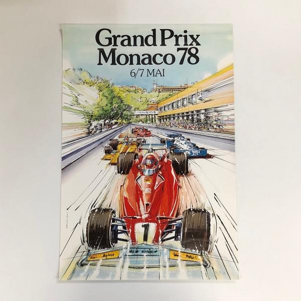 40cm×58.5cm写真のものが現品です。GP MONACO Vintage Car Race Poster経年劣化があります。古いもので、全体的に、黒ずみ、黄ばみ、色あせございます。ご了承ください。
