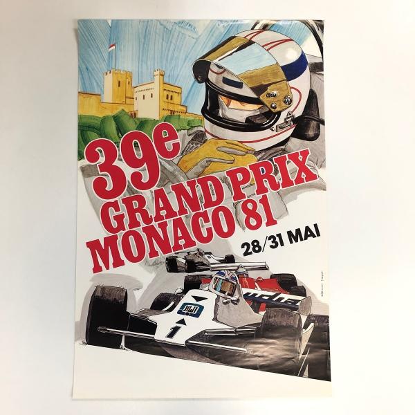 モナコグランプリ　第39回40cm×60cm写真のものが現品です。経年劣化があります。古いもので、全体的に、黒ずみ、黄ばみ、色あせございます。ご了承ください。Vintage Car Race Poster
