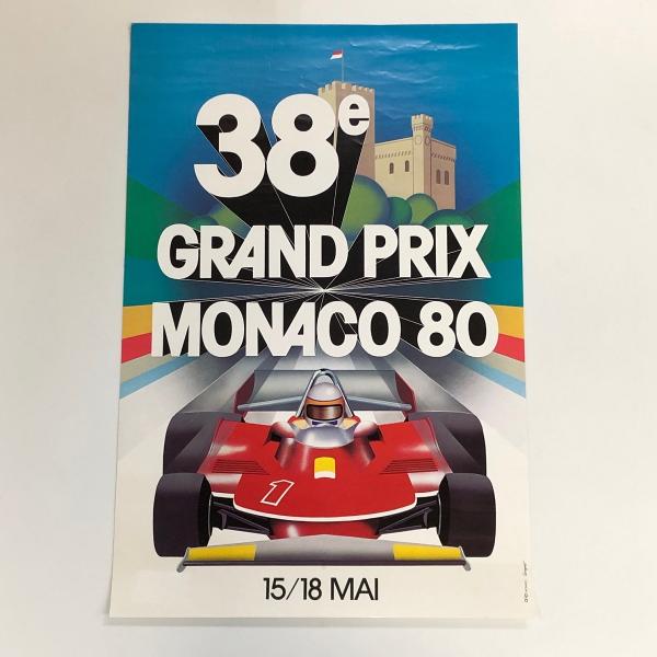 第38回モナコグランプリ40cm×60cm写真のものが現品です。経年劣化があります。古いもので、全体的に、黒ずみ、黄ばみ、色あせございます。ご了承ください。Vintage Car Race Poster