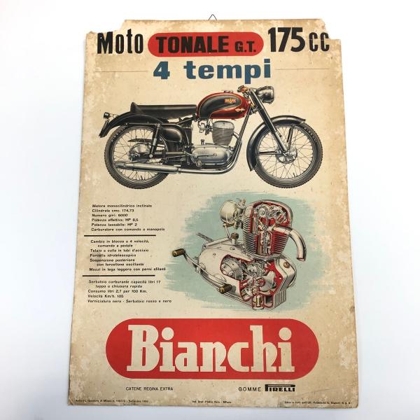 Moto TONALE GT 175cc 4 tempiMotorcycle Bike Vintage Antique Race Rallye Poster34cm×49cm写真のものが現品です。厚紙です。吊り下げ用フック付き上部角破れあり...