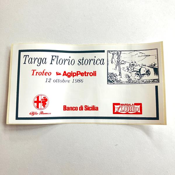 タルガフローリオ　ステッカー白地の長方形のステッカーです。7.9cm×15cmCar Sticker Racing Rally Circuit Automobile Decal