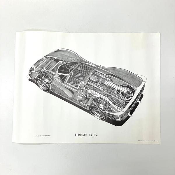 古いもので、白い部分に汚れ、シミ有。SHIN YOSHIKAWA写真のものが現品です。60.5cm×45.5cmFerrari 330 P4 Vintage Car Race Poster