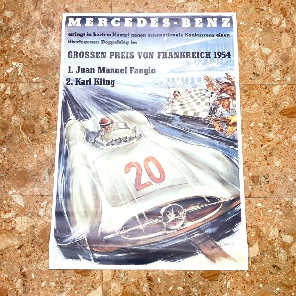 GROSSEN PREIS VON FRANKREICH 1954オリジナルではなく、リプリント品四隅に画鋲穴が開いています。中古ポスターです。写真のものが現品です。約103cm×72.5cmVintage Car Race Poster
