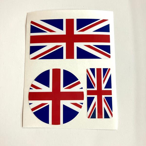 英国旗柄ステッカー3枚セット白い部分は台紙です。円形：直径　5.4cm長方形　小：4.8cm×2.4cm長方形　大：8cm×4cmUnion jack Flag British Flag the United Kingdom UK Nati...