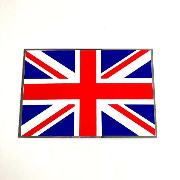英国旗柄ステッカー縁取りの部分は艶ありシルバーです。写真の物が現品です。12.5cm×8.5cmUnion jack Flag British Flag the United Kingdom UK National Flag Sticker