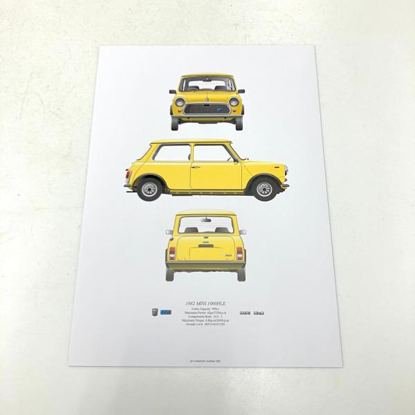 21cm×29.5cm原画ではなくプリントです。写真のものが現品です。Classic Mini Cooper Yellow British Car Print Car Poster