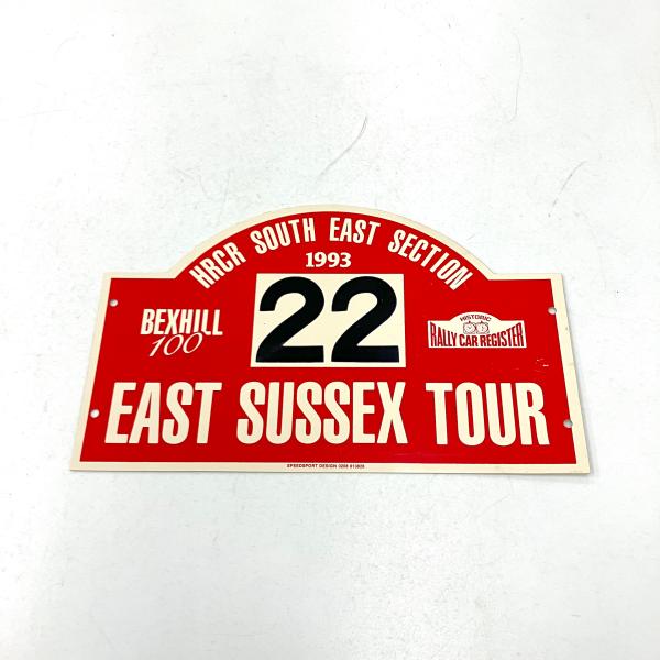 BEXHILL 100HRCR SOUTH EAST SECTIONHISTORIC RALLY CAR REGISTER材質：プラスチック当時もの。写真のものが現品です。32cm×20cm