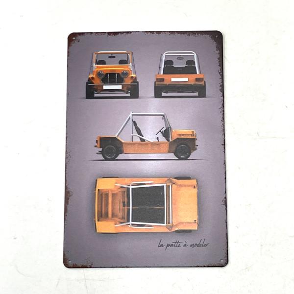 ミニモーク　プレート　インテリア錆びたような経年劣化風のプリントですが、実際には錆びておりません。新品ですが、入荷時より若干の曲がりあり。写真にて状態をご確認ください。写真のものが現品です。店舗やお部屋のインテリアにオススメです。30cm×...