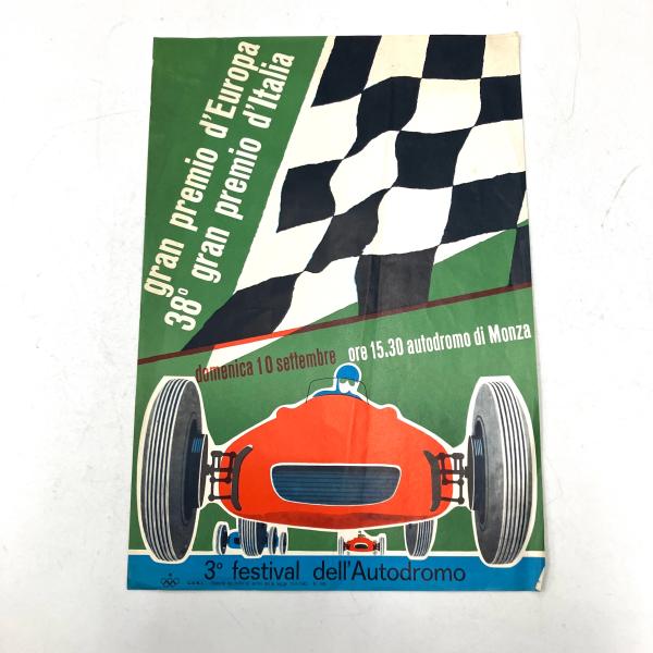 30cm×43.4cm写真のものが現品です。非常に古いもので、白い部分に汚れがあります。角に折れ、シワあり。Vintage Antique Car Race Rallye Poster