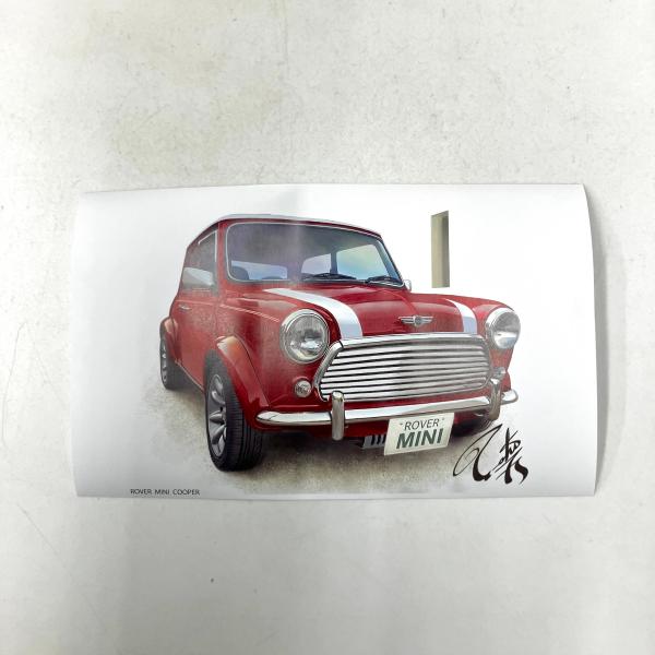クラシックミニのポスターです。38cm×23.8cm写真の物が現品です。赤いクラシックミニのポスター　MINIのポスター　MINIのポスターインテリア　車のアートポスター　
