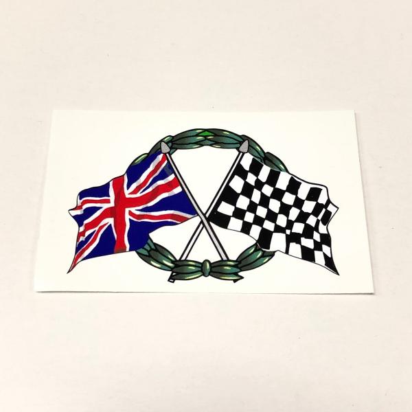 6cm×3.8cm月桂樹の輪の内側の白い部分も台紙の色です。上記部分は、貼った際に、下地の色が出ます。白い部分は台紙の色です。ステッカーの縁取りは写真にてご確認ください。Union jack Flag British Flag the Un...