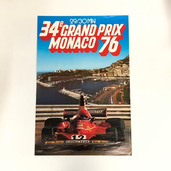 第34回　モナコグランプリ60cm×40cm写真のものが現品です。写真にて状態をご確認ください。Monaco GP Antique Vintage Car Race Rallye Poster