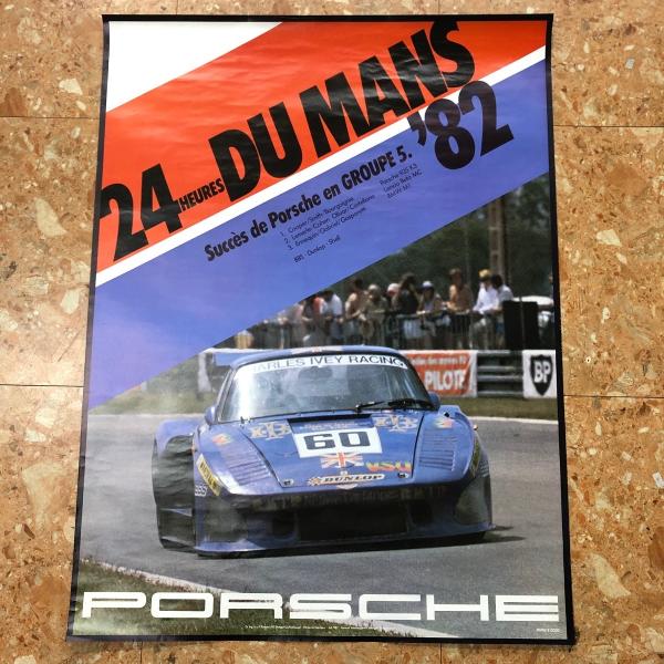 ルマン24時間1982年LE　MANS　24HOURSPorsche　GROUPE　5.Antique Vintage Poster Car Race76cm×101cmフチにヨレや小さな破れ・シワございます。写真のものが現品です。