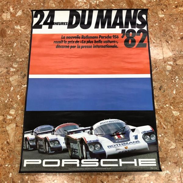 ルマン24時間1982年LE　MANS　24HOURSPorsche956Antique Vintage Poster Car Race76cm×101cmフチにヨレや小さな破れ・シワございます。写真のものが現品です。