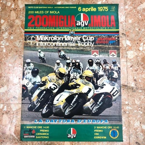 200MILES　OF　IMOLAMakrolen　Bayer　Cup　Intercontinental　TrophyAntique Vintage Poster Car Race68cm×96cm古いもので、角やフチに多数細かな破れ、ヨレ...