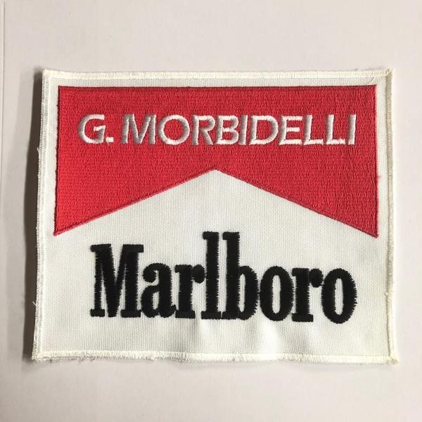 ジャンカルロ・モルビデリ　マルボロ　ワッペン12.8cm×15.7cm裏側にはアイロン用接着剤は付いていません。古いもので、写真のものが現品です。Gianni Morbidelli Racing Driver Race Car F1 Mar...
