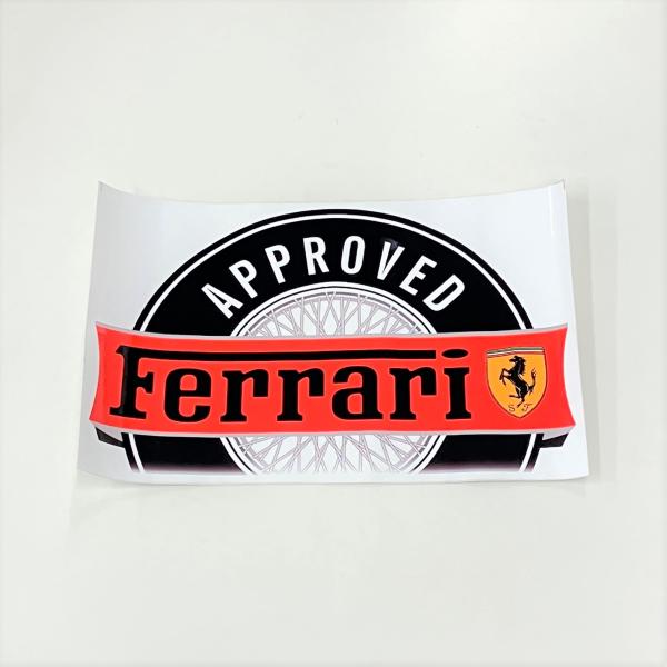 白い部分も含めた長方形のステッカーです。写真のものが現品です。7.5cm×43.5cmFerrari APPROVED Car Automobile Sticker