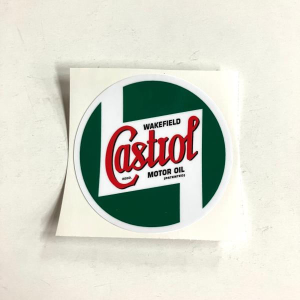 直径：6.2cm円型のステッカーです。ステッカーの縁取りは写真でご確認ください。Castrol Oil WAKEFIELD Logo Round Sticker