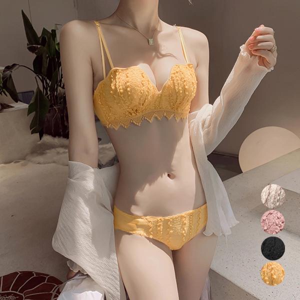 ブラジャー：ナイロン85%＋ポリウレタン15%ショーツ本体：ナイロン85%＋ポリウレタン15%クロッチ：綿100％カラー：ブラック/ベビーピンク/オレンジイエロー/ラベンダーサイズ：S/M/L/XLブラジャー：[S]32/70 70AB ト...