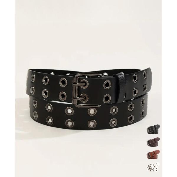 素材：合成皮革カラー：ブラック/オフホワイト/キャメル/ブラウンサイズ：ワンサイズ全長約105cm×幅3cm生産国：中国幅広いダブルアイレットベルト ユニセックス太ベルト Y2Kファッション トレンド小物 ウエストマーク ワイドベルト韓国風...