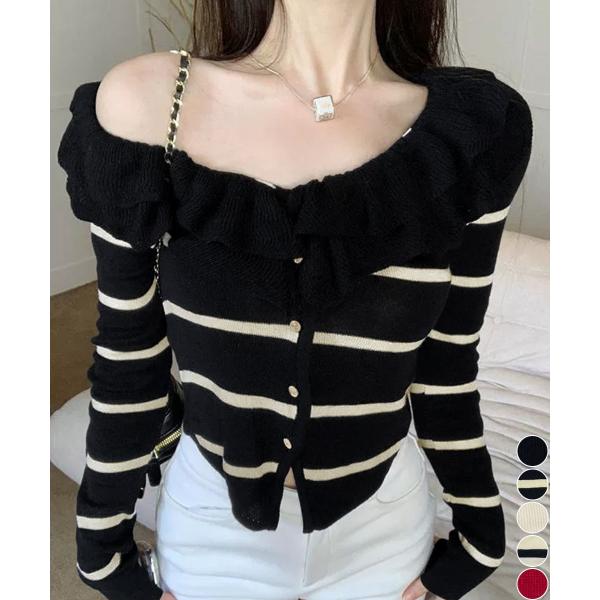 素材：ポリエステル85%+アクリル15%カラー：ブラック/ブラック系（ボーダー）/アイボリー/アイボリー系（ボーダー）/レッドサイズ：ワンサイズ着丈:前丈約52cm/後ろ丈約47cm 肩幅:約34cm 袖丈:約56cm ゆき:約73cm 身...