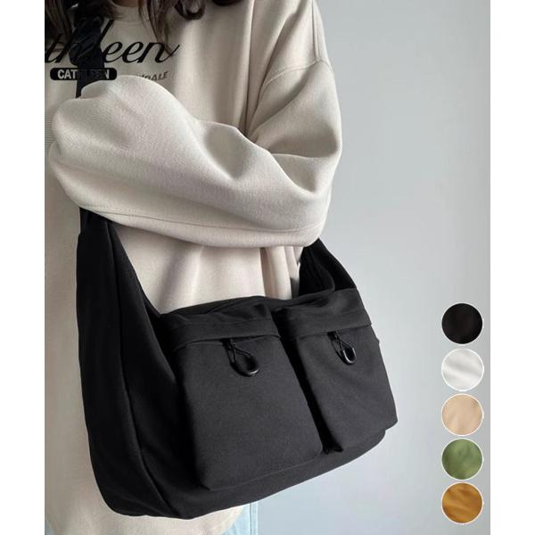 素材：ナイロン+ポリエステルカラー：ブラック/ホワイト/ベージュ/カーキ/キャメルサイズ：高さ:約24cm 上横幅:約45cm 底横幅:約24cm マチ:約10cm ショルダー:約60-105cm（調節可、取り外し不可）■収納について・A4...