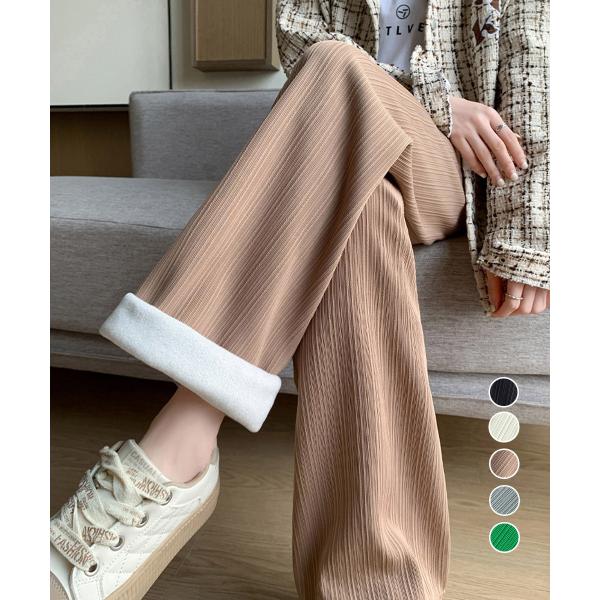 素材：ポリエステル100％カラー：ブラック/アイボリー/キャメル/グレー/グリーンサイズ：M/L/XL[M]着丈:約95cm 股下:約63cm ウエスト(ゴム仕様):約58-96cm ヒップ:約96-120cm もも周り:約54-68cm[...