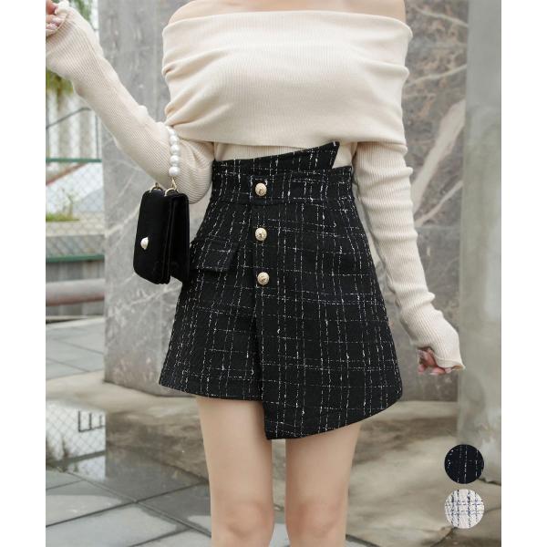 素材:ポリエステル65%+綿35%カラー：ブラック/オフホワイトサイズ：S/M/L※少し小さめの作りなので、普段よりワンサイズアップをおススメ致します。[S]着丈:約39cm 股下:約6cm ウエスト:約61cm ヒップ:約85cm もも周...